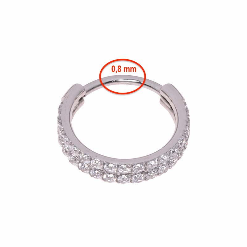 Click ring in surgical steel double row with white crystals extra fine ...