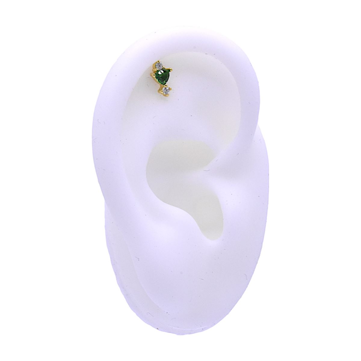 Labret/Tragus/Helix Piercing aus Chirurgenstahl-goldfarbig mit grünem ...