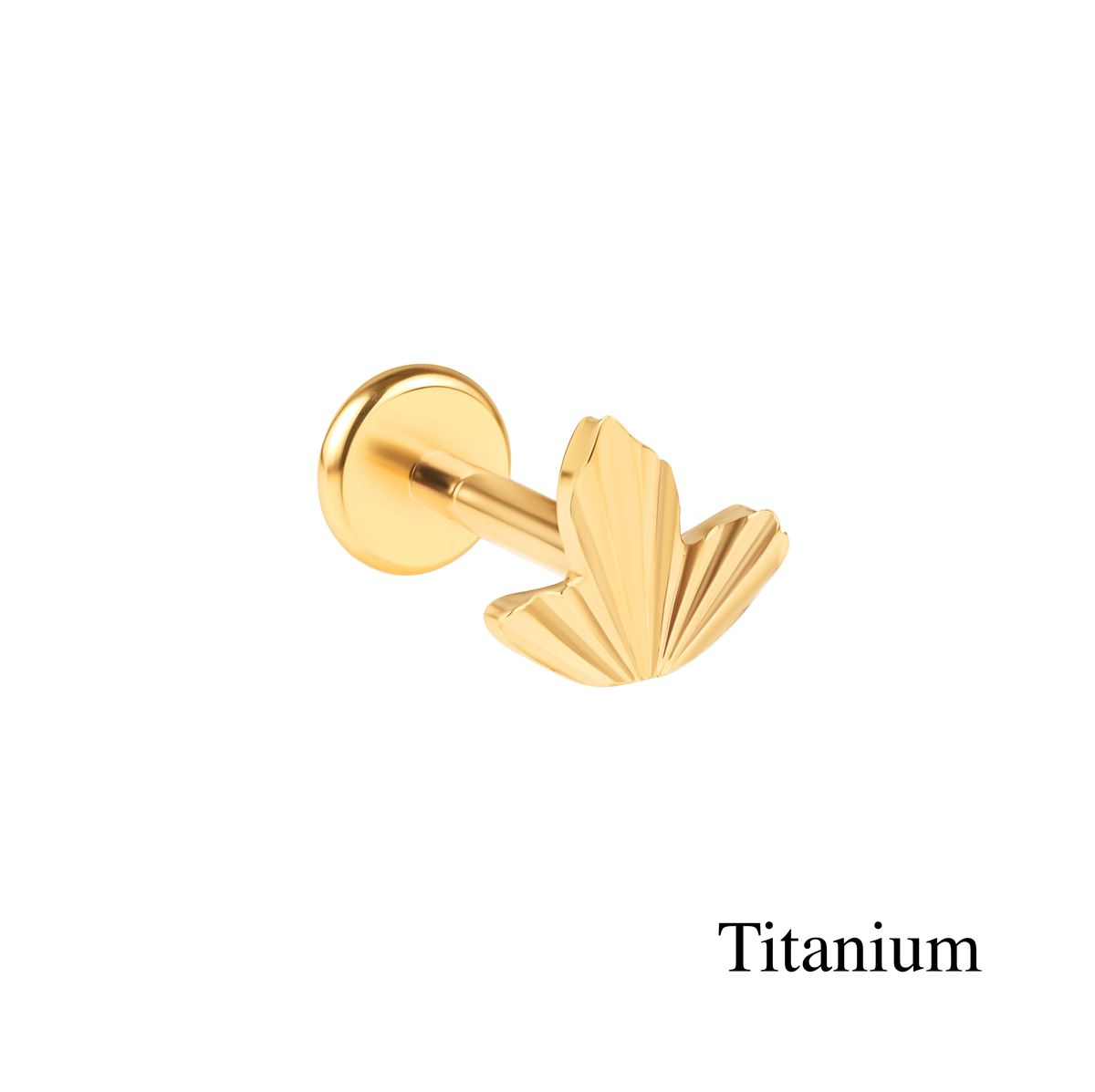 Labret/helix/tragus piercing in goud TITANIUM met een blad motief - Evy ...