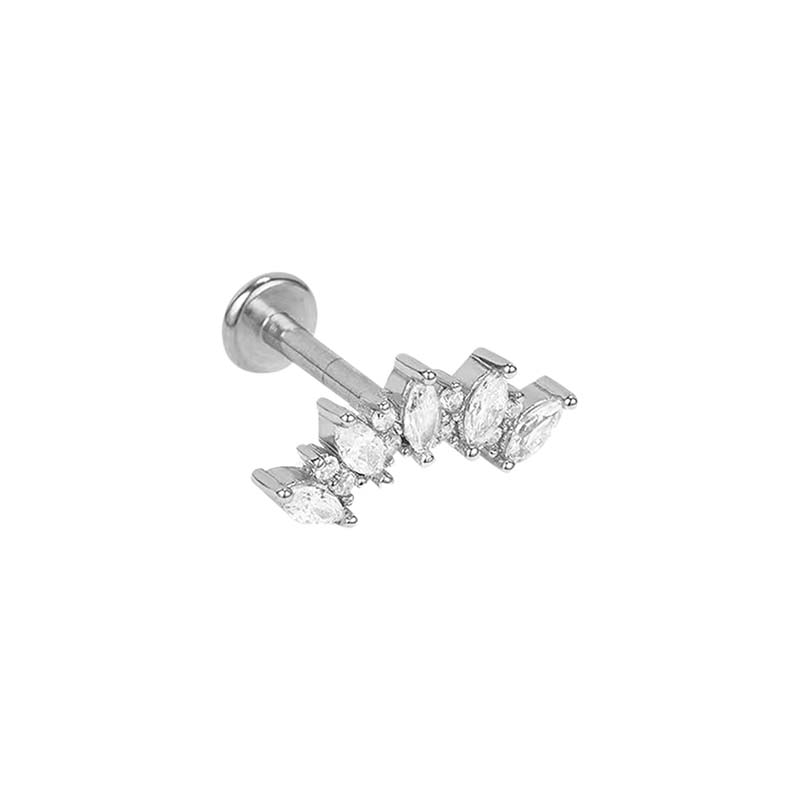 Labret/helix/tragus piercing in surgical steel 9 CRYSTALS - Evy's Secrets