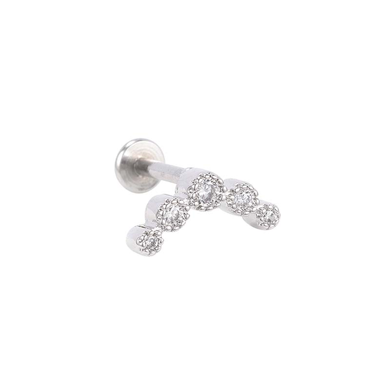 Labret/Tragus/Helix Piercing aus Chirurgenstahl mit 5 weißen Kristallen ...