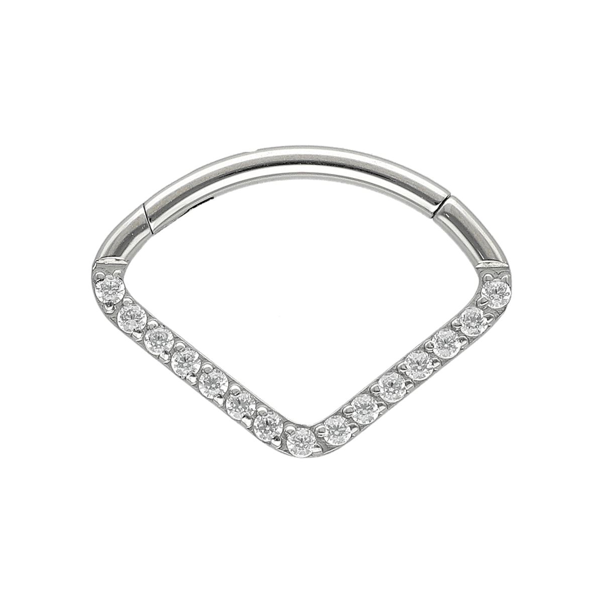 Click ring in surgical steel-oval covered with white crystals - Evy's ...