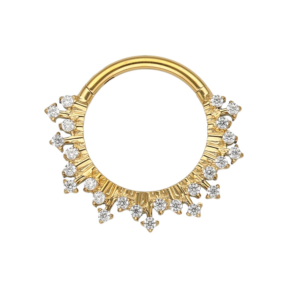 Clicker in gold surgical steel motif covered with white crystals - Evy ...