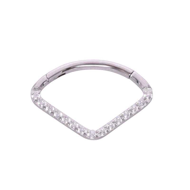 Click ring in surgical steel-oval covered with white crystals - Evy's ...
