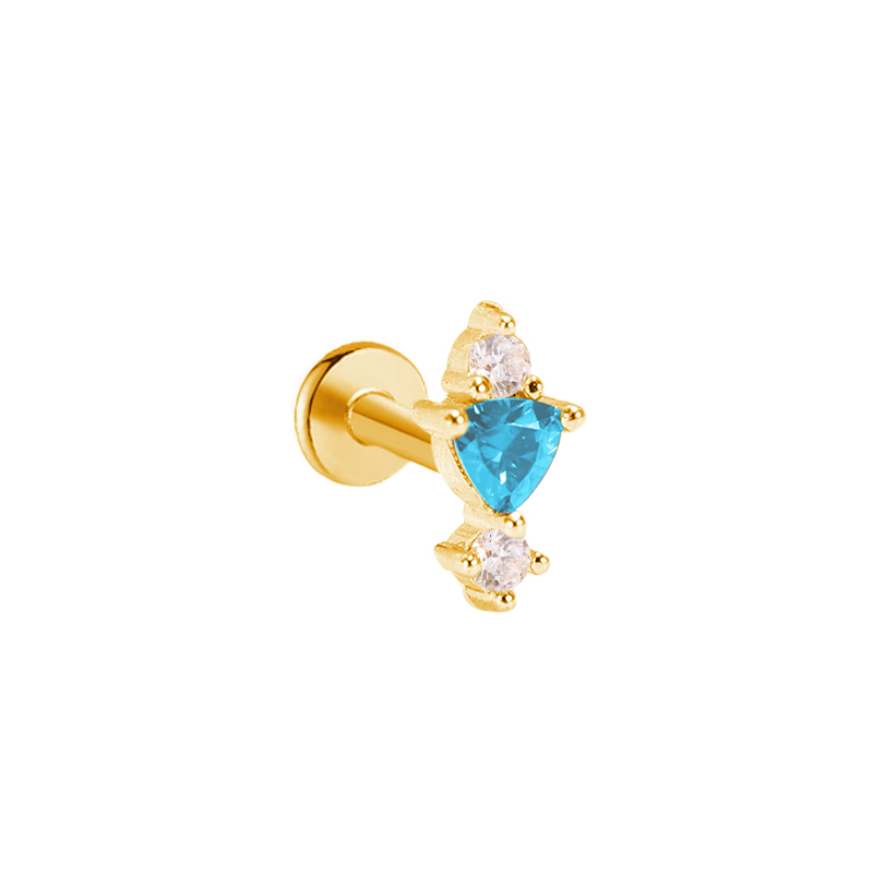 Labret/Tragus/Helix Piercing aus Chirurgenstahl-goldfarbig mit grünem ...