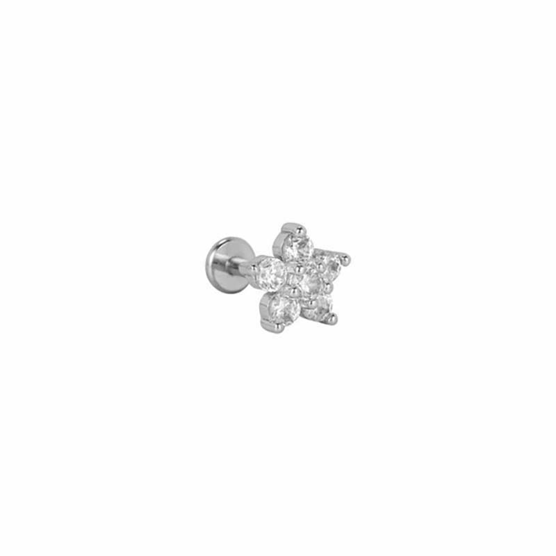 Labret/helix/tragus piercing en acier chirurgical avec un motif fleuri ...