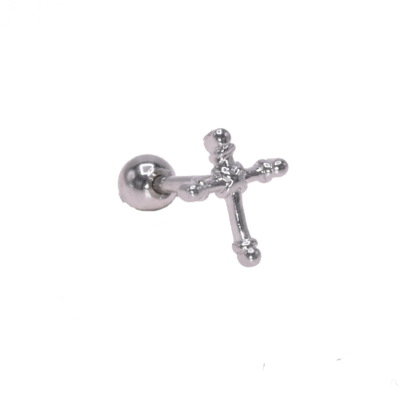 Helix/tragus piercing in surgical steel with a cross - Evy's Secrets