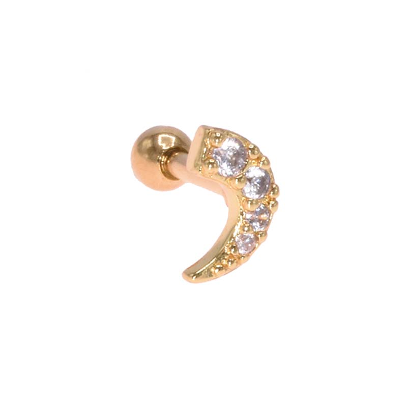 Helix/tragus piercing in gold surgical steel with a loop and covered ...
