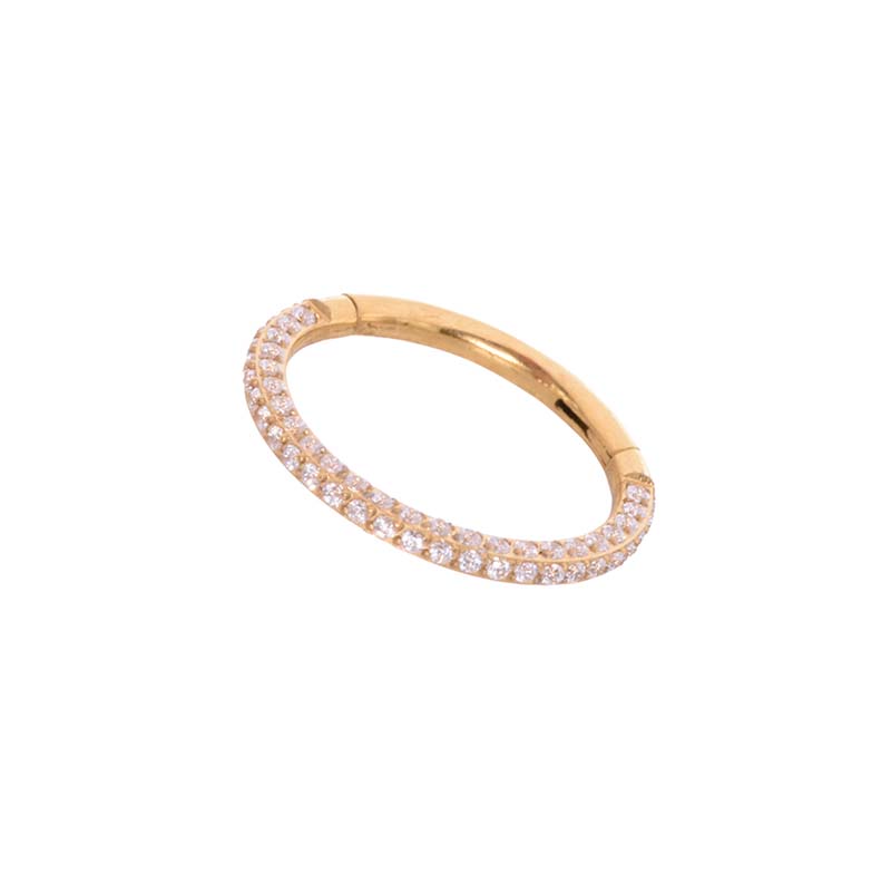 Anneau/segment en acier doré chirurgical avec 3 rangées de cristaux ...